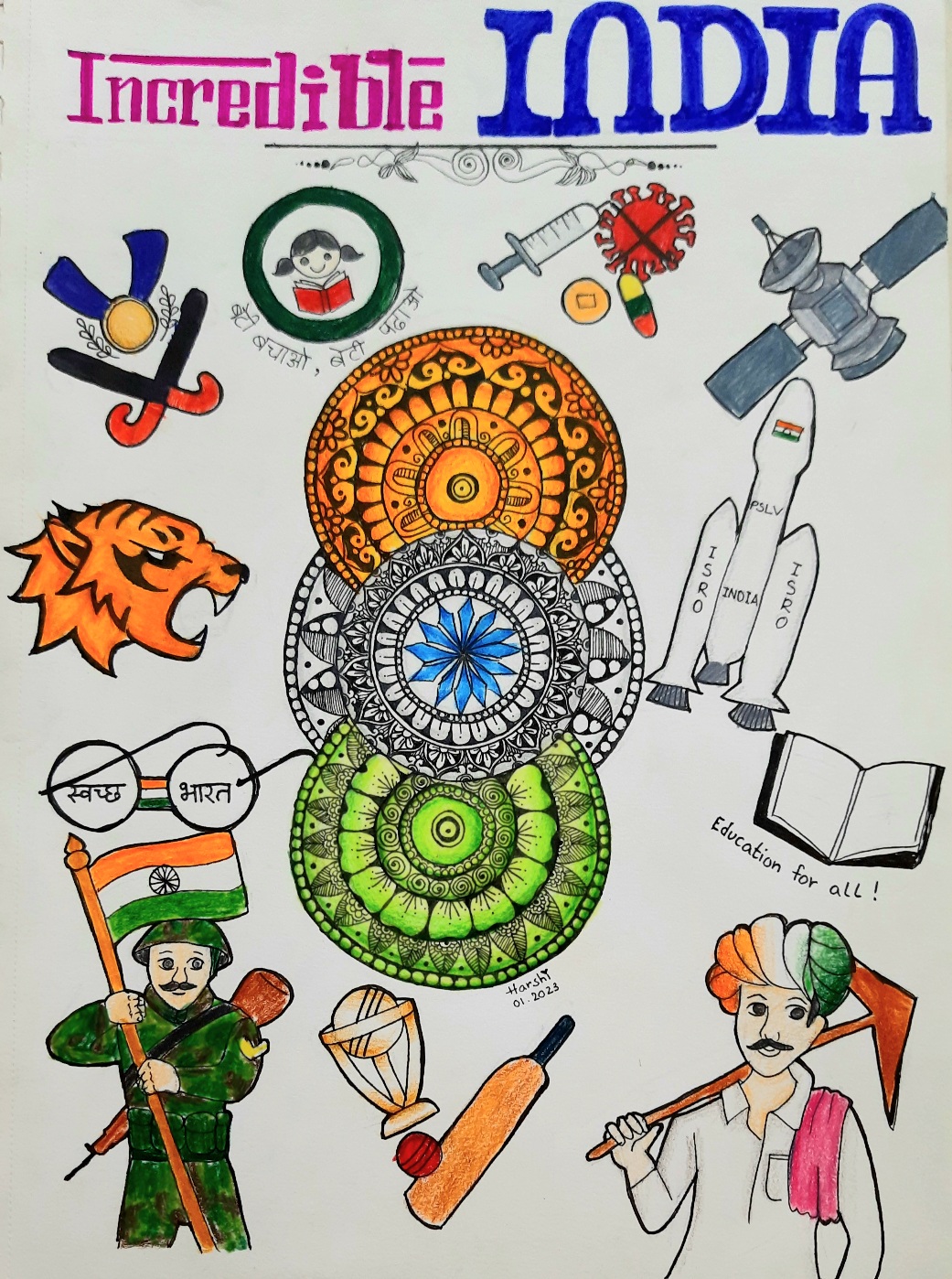 Incredible India Poster Drawing