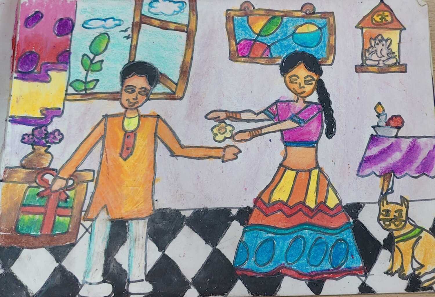 Diwali Festival Memory Drawing